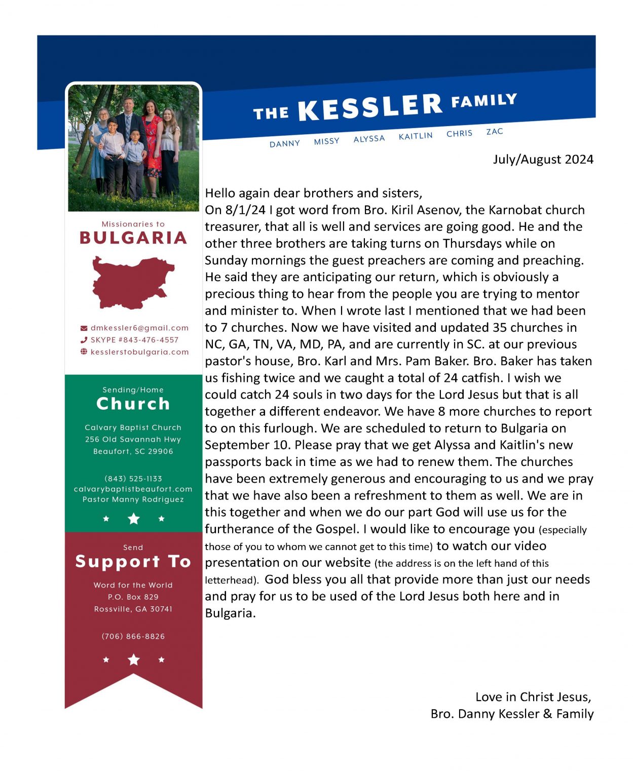 July-August 2024 – Kesslers to Bulgaria